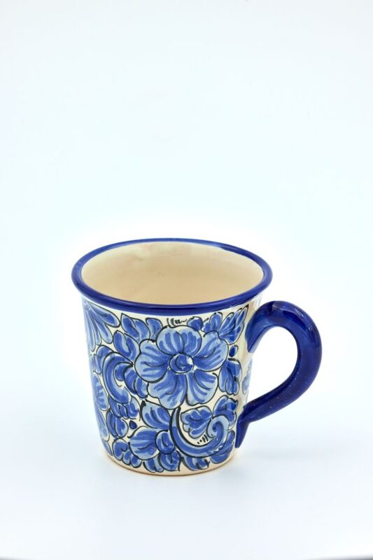 Taza Flor Azul - Vajillas Santis. Fabricantes de Cerámica Artesanal